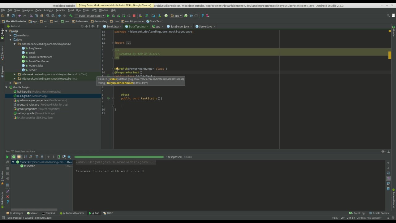 Android Mockito Tutotial - Static Mocking - YouTube