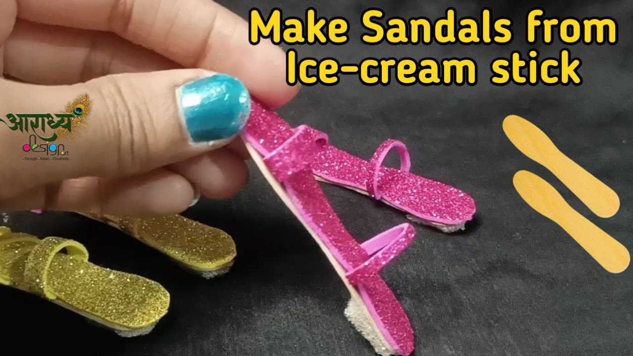 👠Sandals or Chappal from Icecream sticks|DIY | miniature sandals ...