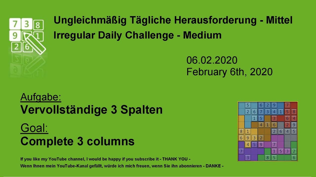 Complete 3 columns | Irregular Medium | Feb 6, 2020 - YouTube