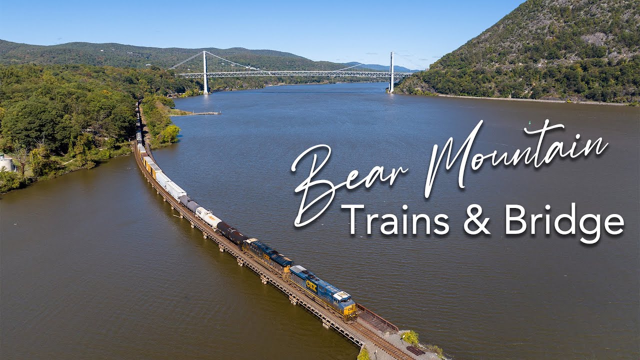 Bear Mountain Bridge Trains and Drones in 4K - YouTube