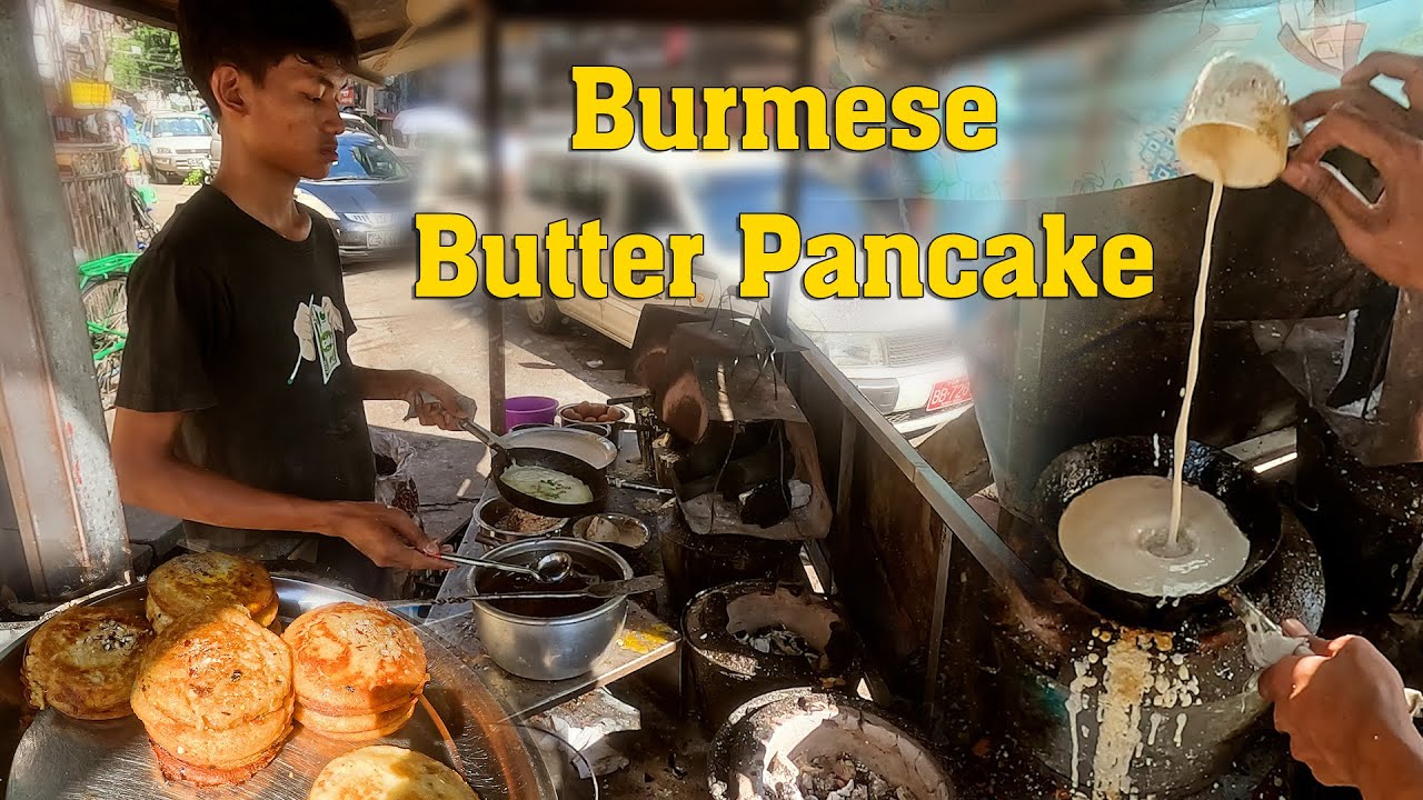 Burmese Butter Pancake in Yangon #streetfood #myanmar - YouTube