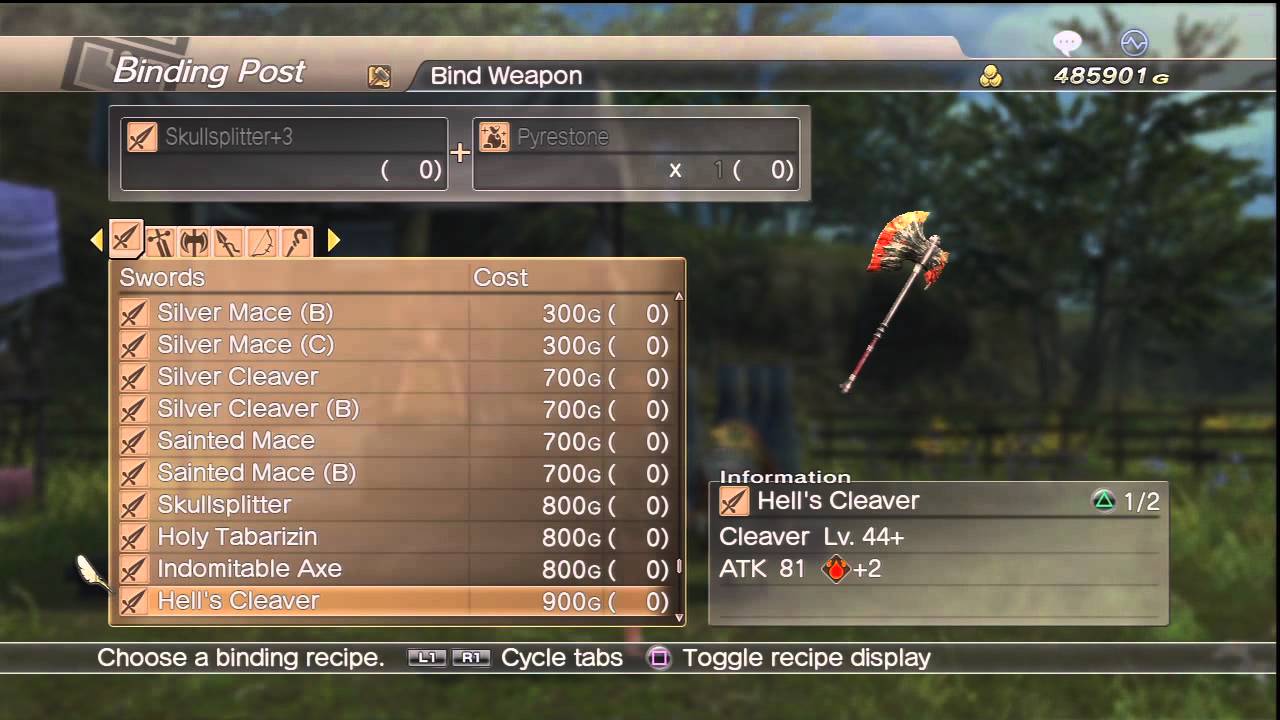 WKC 2 Weapon -- Swords (Cleavers) Level 20 Complete Binding List White ...