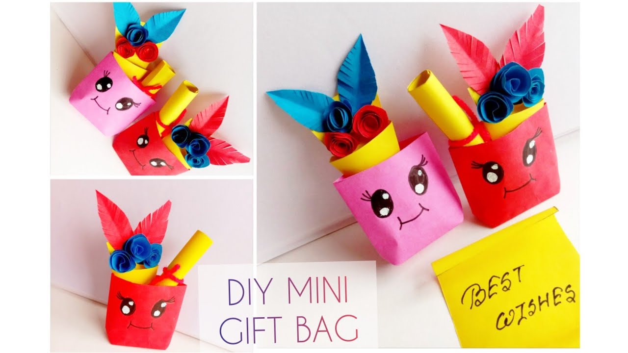 DIY Mini Gift Bag//Mini Paper Bag - YouTube