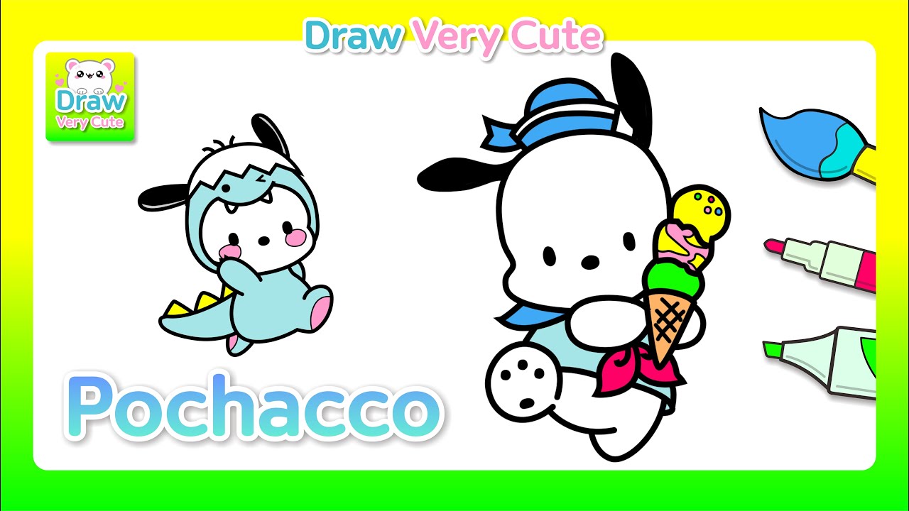 Drawing and coloring Pochacco Cute character coloring Draw Very Cute ...