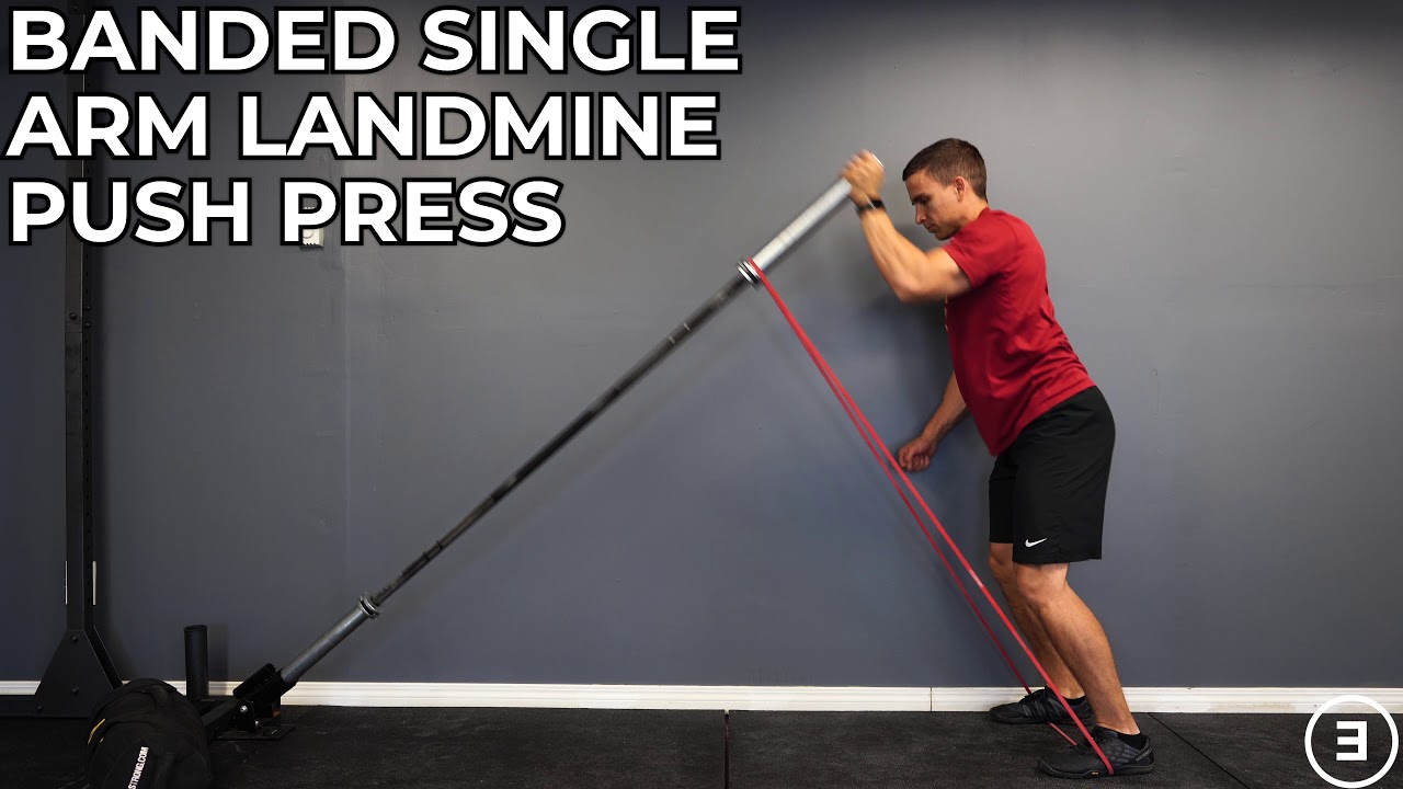 Banded Single Arm Landmine Push Press - YouTube