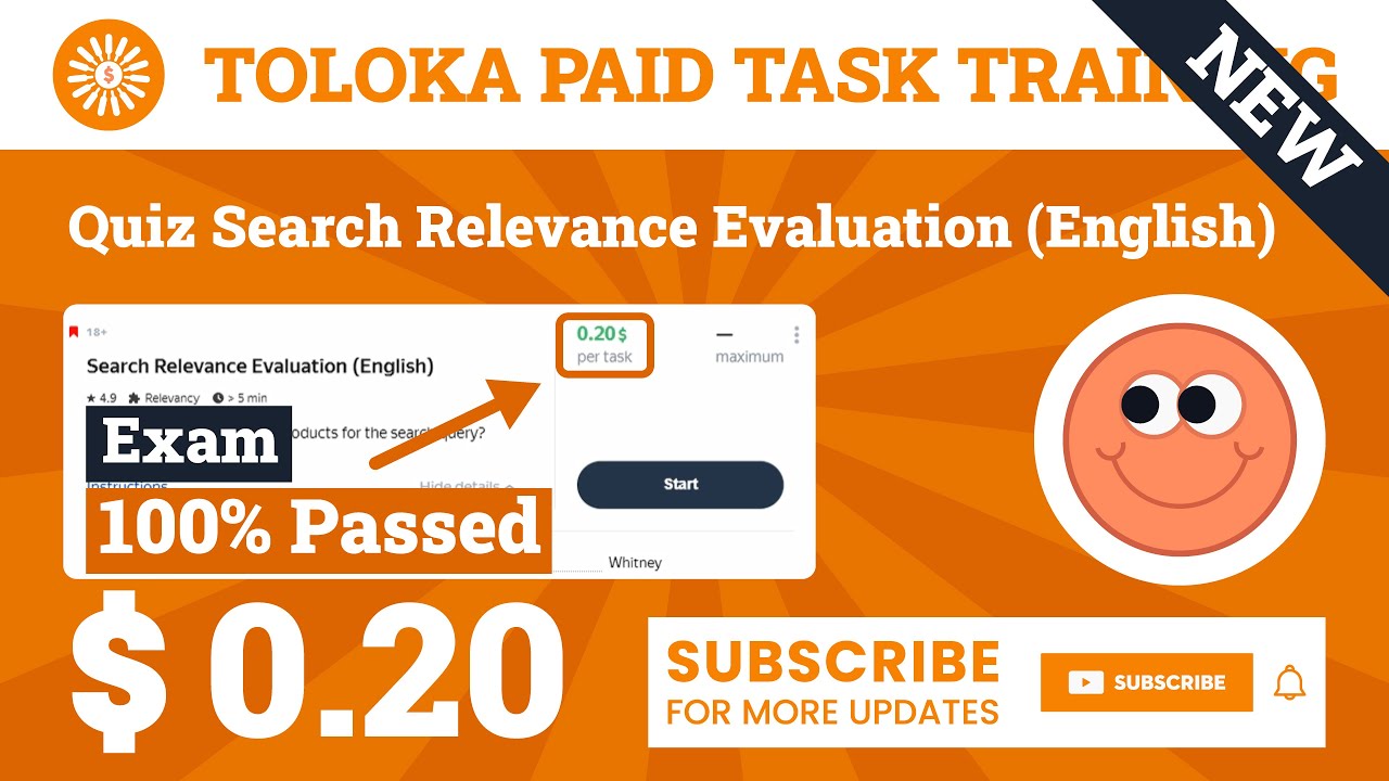 Search Relevance Evaluation ( English) Exam Toloka. 0.08$ Task 100% ...