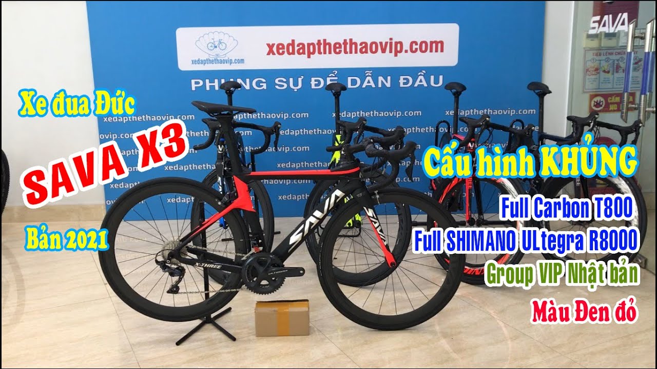 Xe đạp đua Đức SAVA X3 đen đỏ, bản 2021 Full Carbon cao cấp Full ...