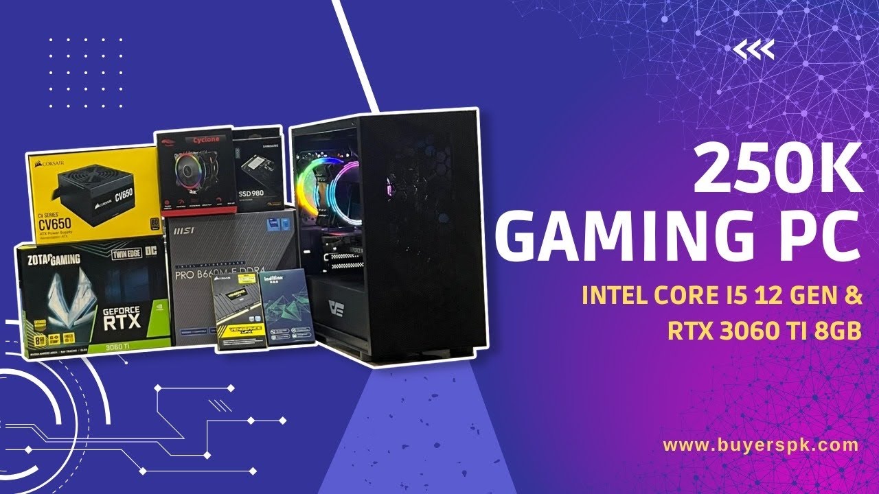 250K Gaming PC | Intel i5 12 Gen & RTX 3060 Ti 8GB Editing rendering ...