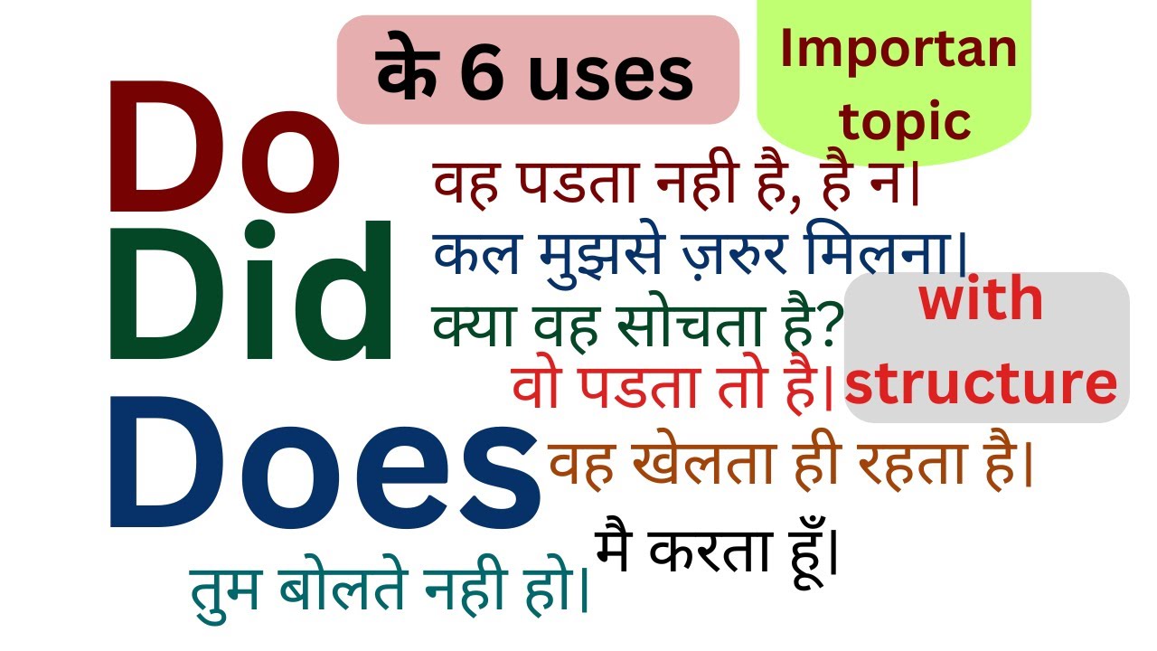 Use of do| did| does|English Grammar| - YouTube