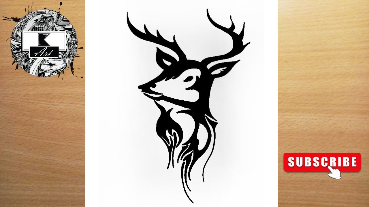 Tribal Deer Head Tattoo Designs