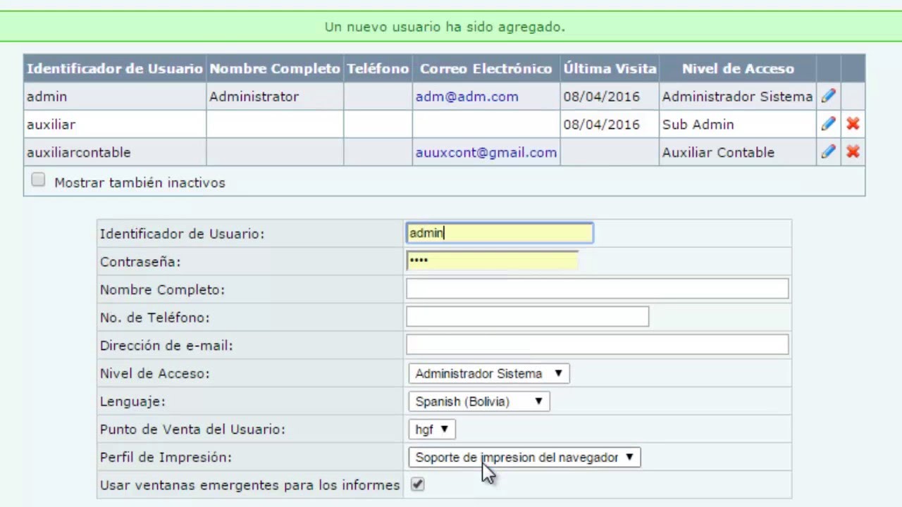 Configuración Cuentas de usuario y roles, software Contable.digital - YouTube
