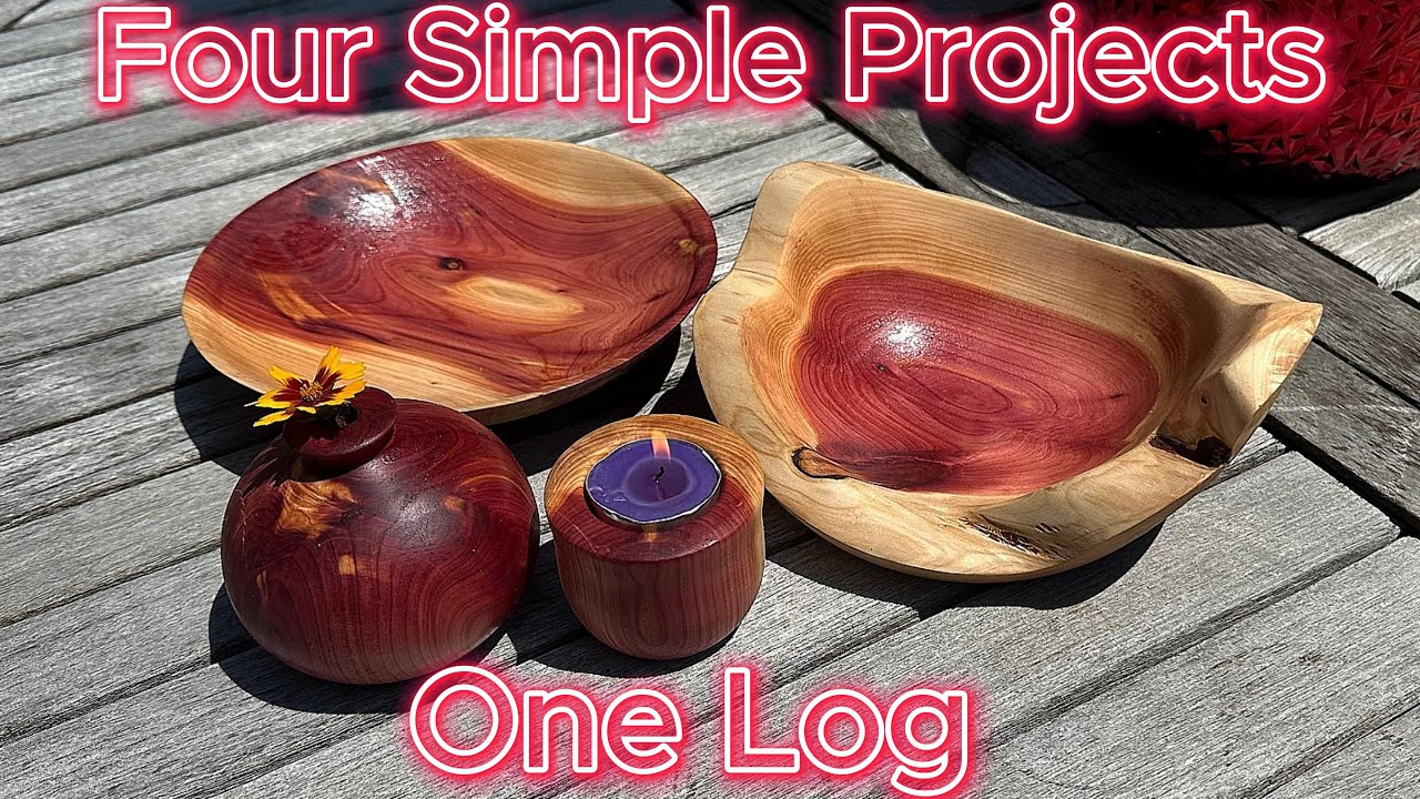 Woodturning- Four Simple Projects From One Log - YouTube