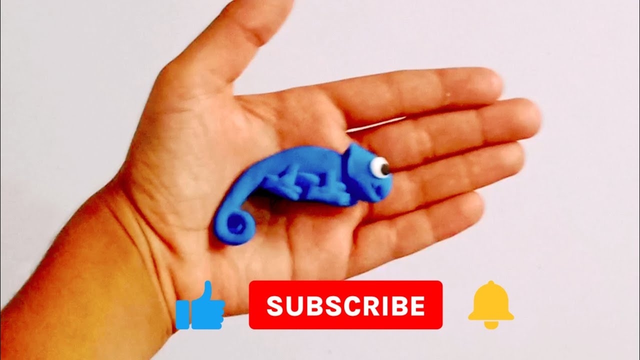 Chameleon with clay/ how to make clay Lizard - YouTube