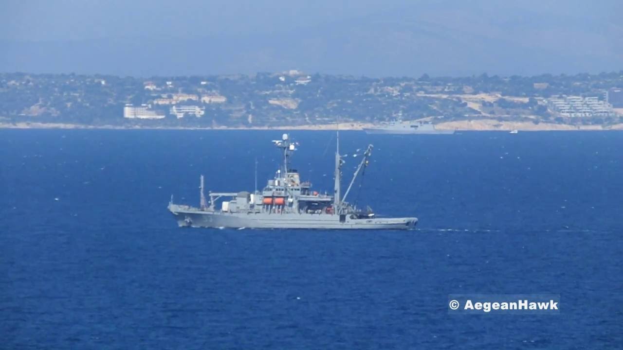 US Navy Grapple T-ARS 53 under NATO SNMG2 patrolling the Aegean Sea ...