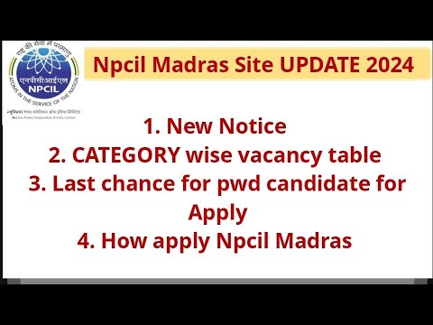 Npcil madras new notice 2024 || Npcil maps category wise vacancy table ...
