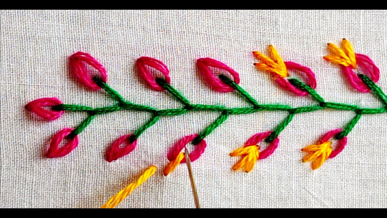 Hand embroidery border line stitch - YouTube