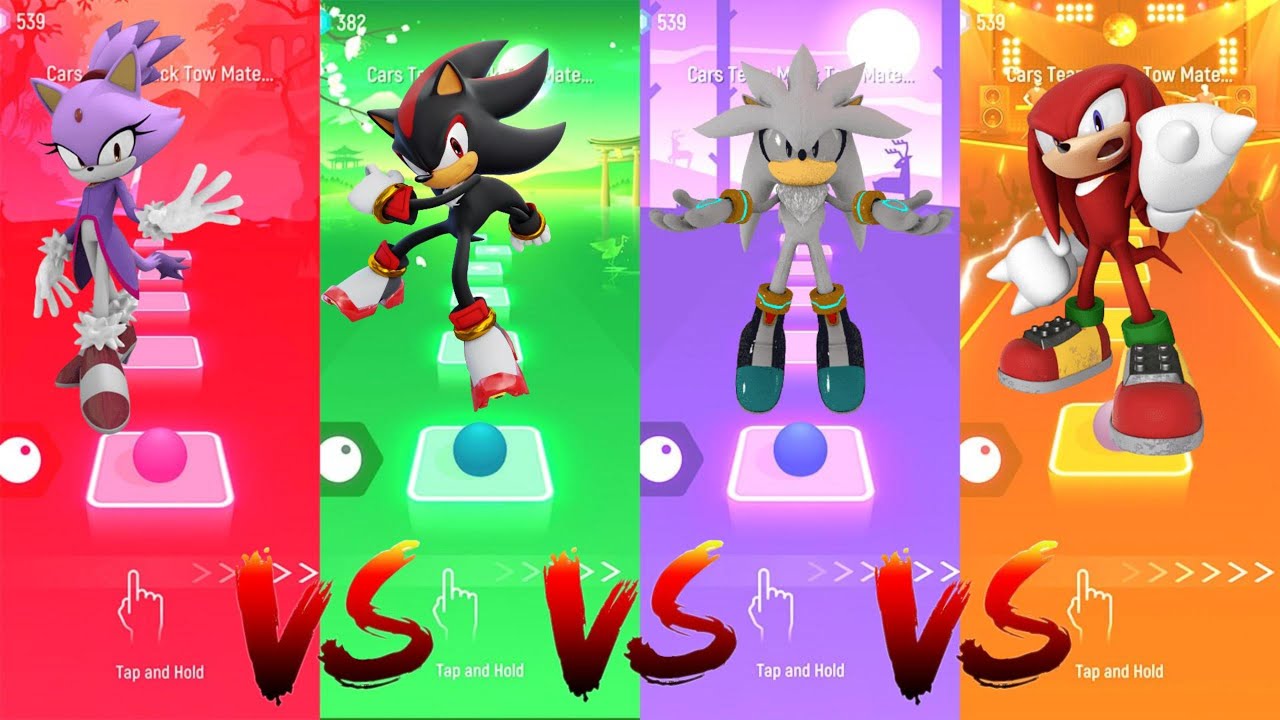 Sonic | Blaze the Cat vs Shadow vs Silver vs Knuckles | Tiles Hop - YouTube