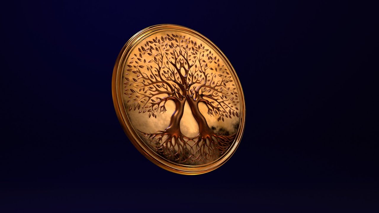 2 Intertwined Trees - Bronze Cast Coin #blender3d - YouTube