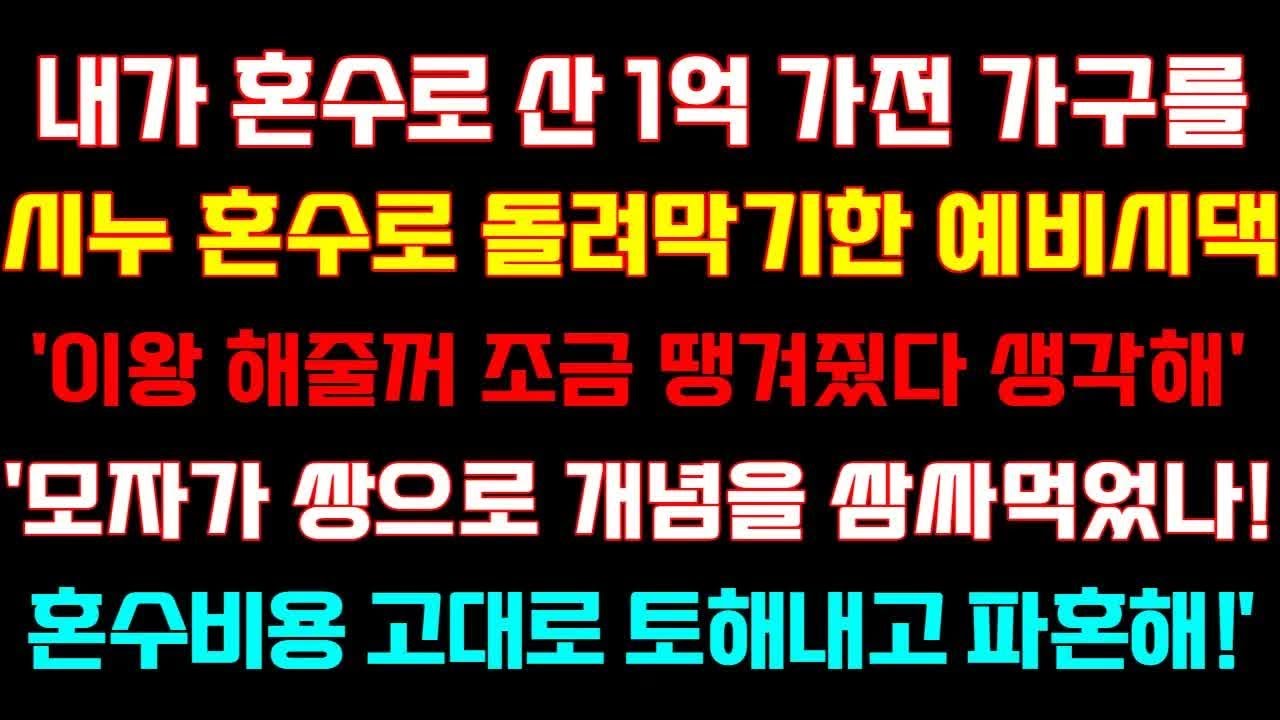 반전 신청사연 내가 혼수로산 1억 가전가구를 시누 혼수로 돌려막기한 예비시댁어짜피 해줄꺼 조금 땡겨줬다 생각해참교육하고
