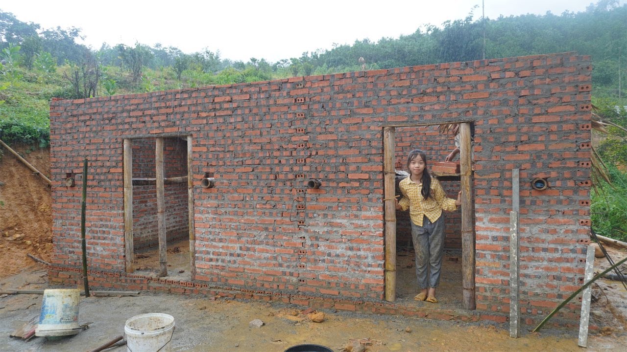 A poor girl was helped by her neighbors to build a house - Building a ...
