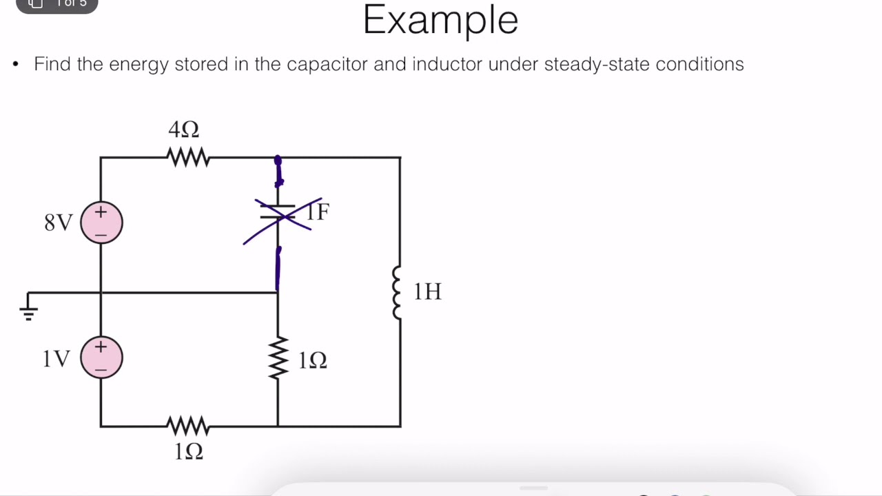 Electrical Circuits - Example Problem on Energy Storage Elements at DC ...