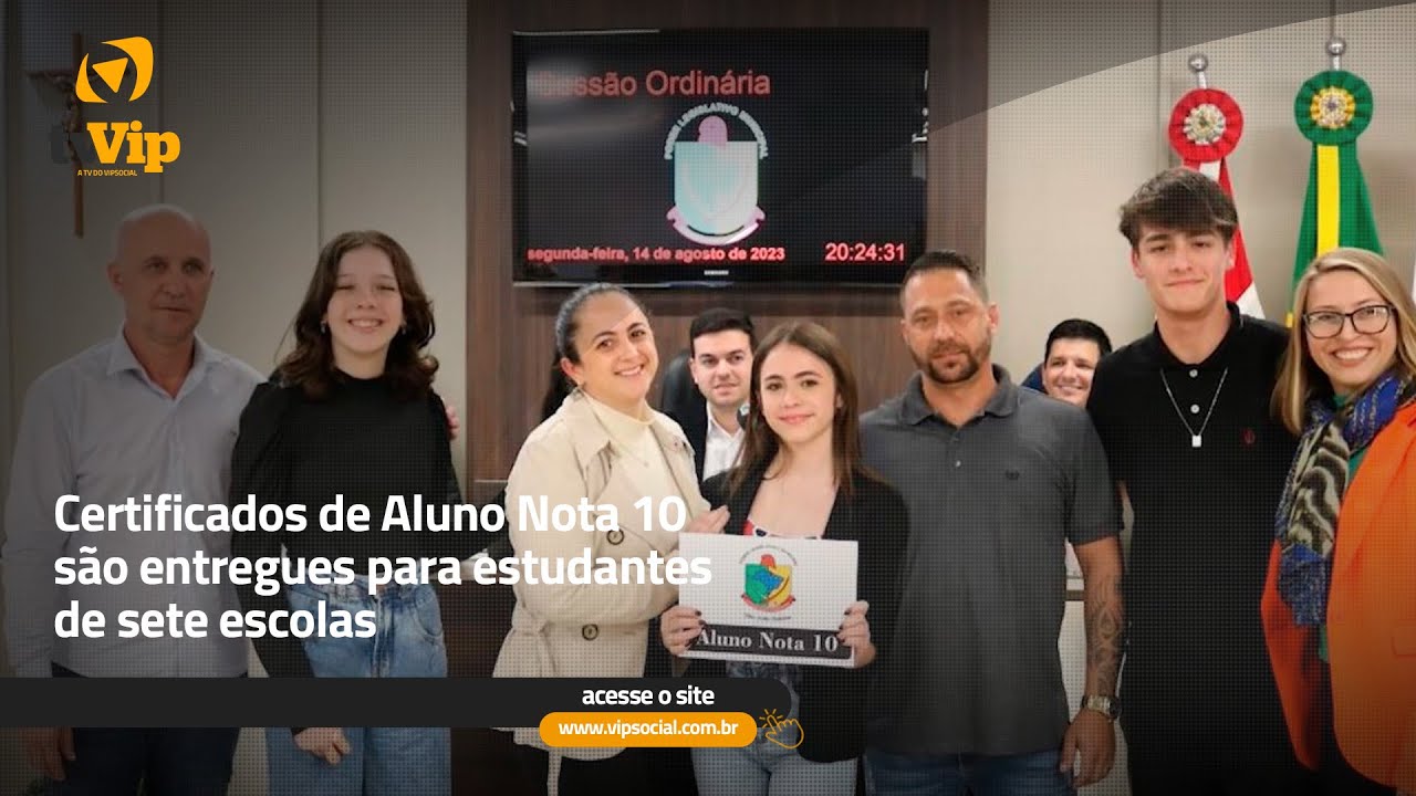 Certificados de Aluno Nota 10 são entregues para estudantes de sete ...