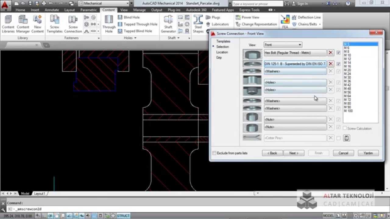 Altar - AutoCAD Mechanical - 19 - Standart Parçalar - YouTube