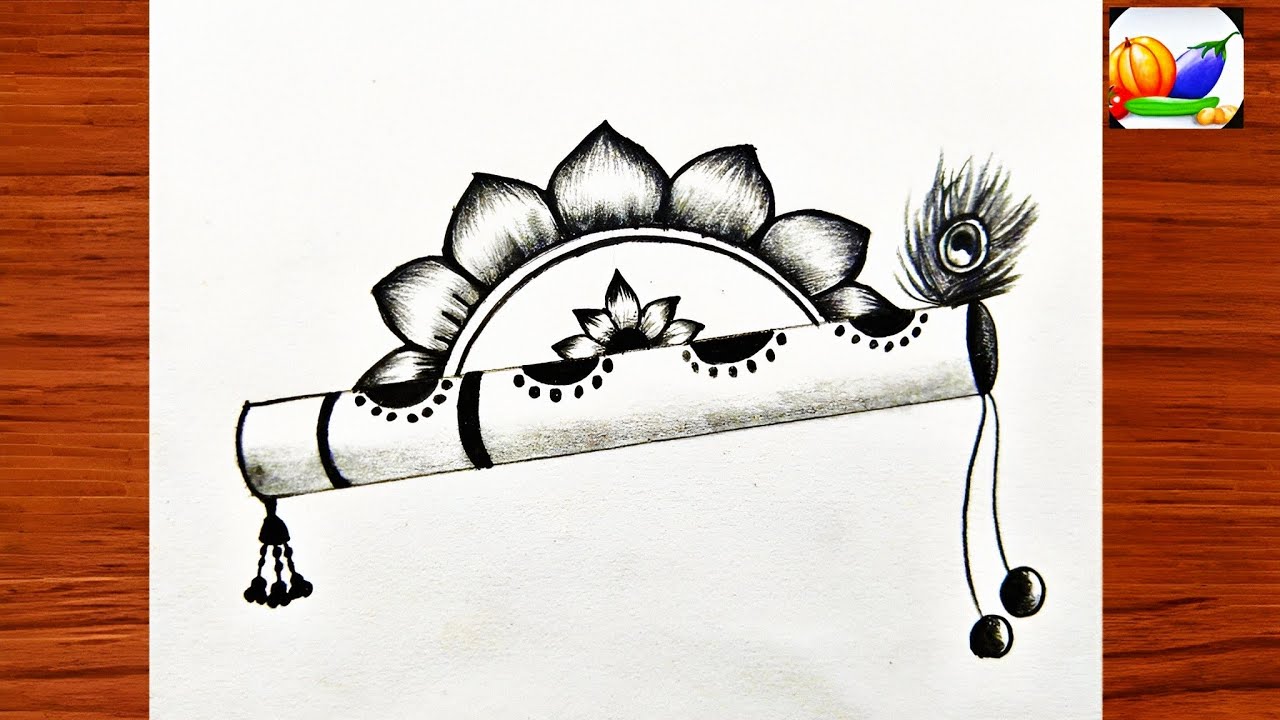 How to draw Flute of Krishna| [2024] Bansuri drawing| Simple drawing|# ...