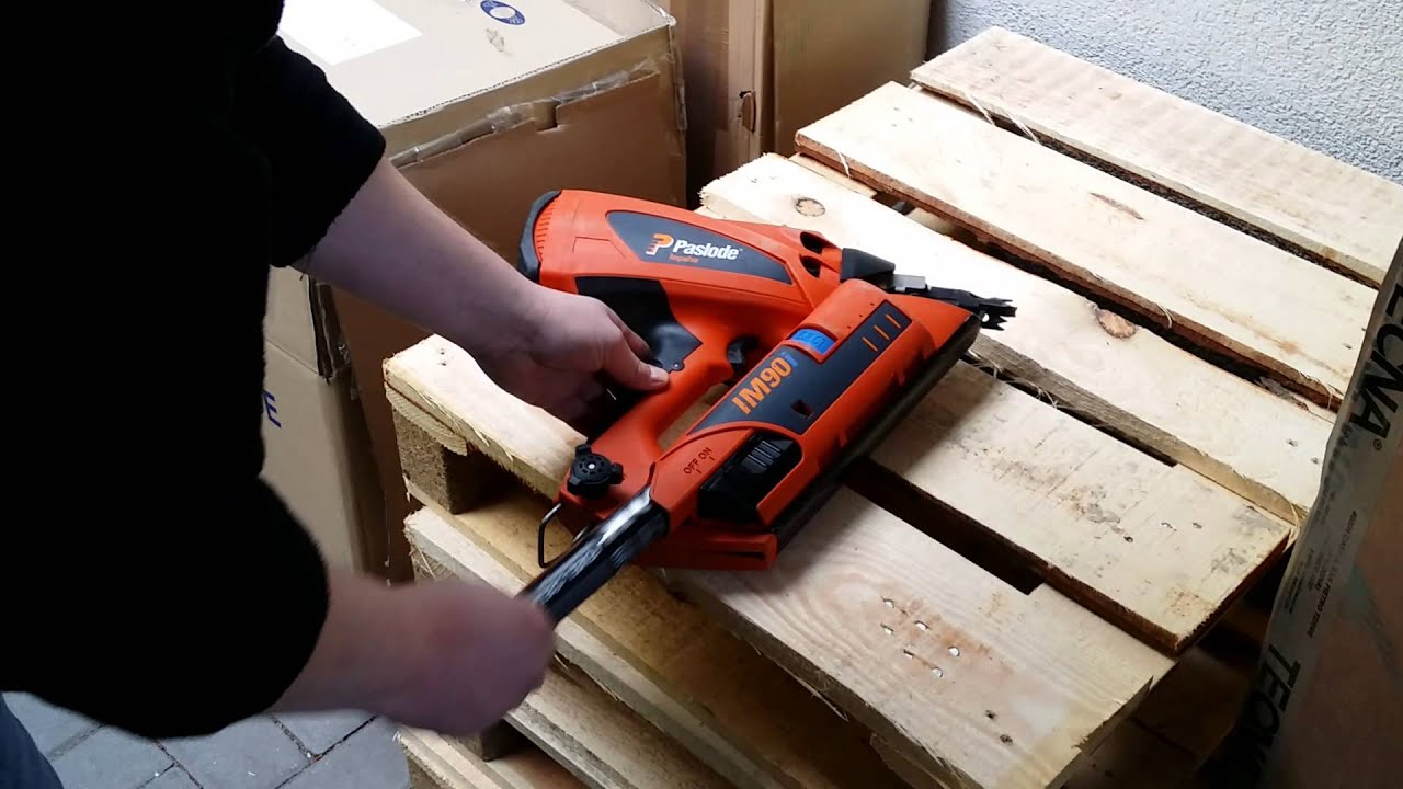 Paslode iM90 + gazy O.K. - YouTube