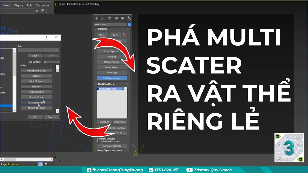 Lỗi render multiscatter mất vật liệu - Cách phá multiscater ra vật thể riêng lẻ | 3dsmax quy ...