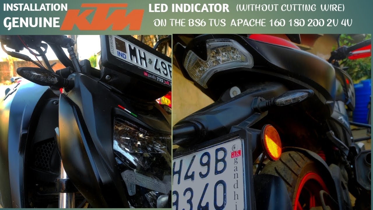 #KTM LED Indicators Installed On BS6 TVS Apache 160 4V without any wire cut#HowTo install ...