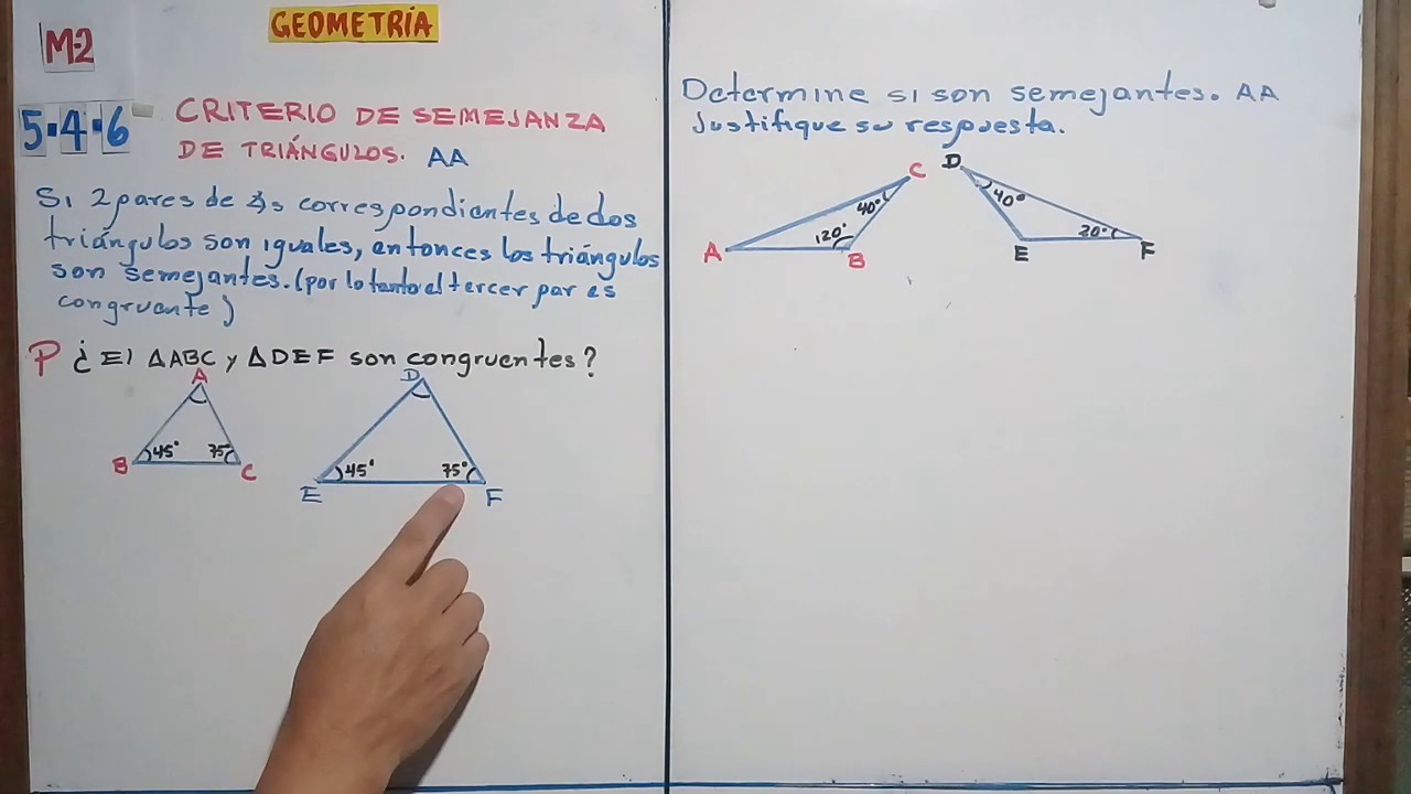 Criterio de Semejanza de triángulos ángulo ángulo AA. (M-2 GEOMETRÍA 5 ...