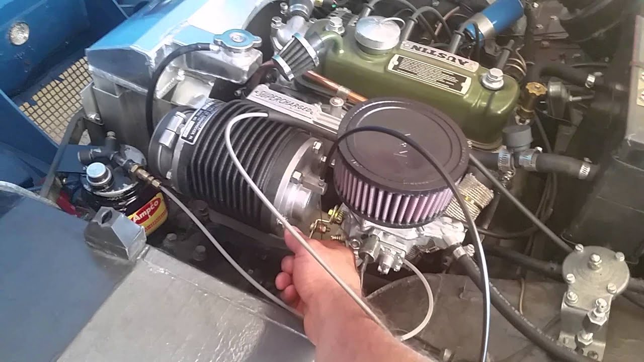 Judson supercharged austin healey sprite - YouTube