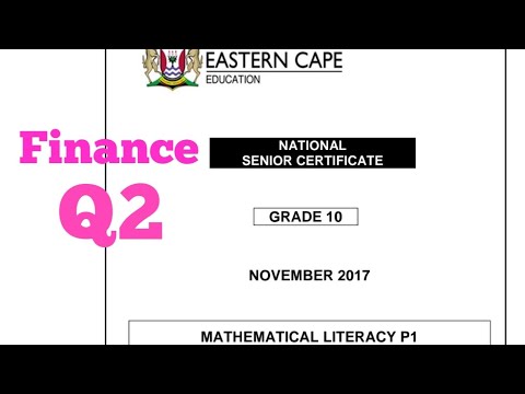 mathematical literacy grade 10 Eastern Cape November 2017 question 2 ...
