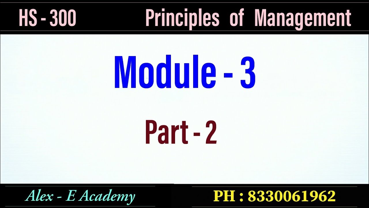 HS 300 - POM | Principles of Management | Planning | Module 3 - Part 2 ...