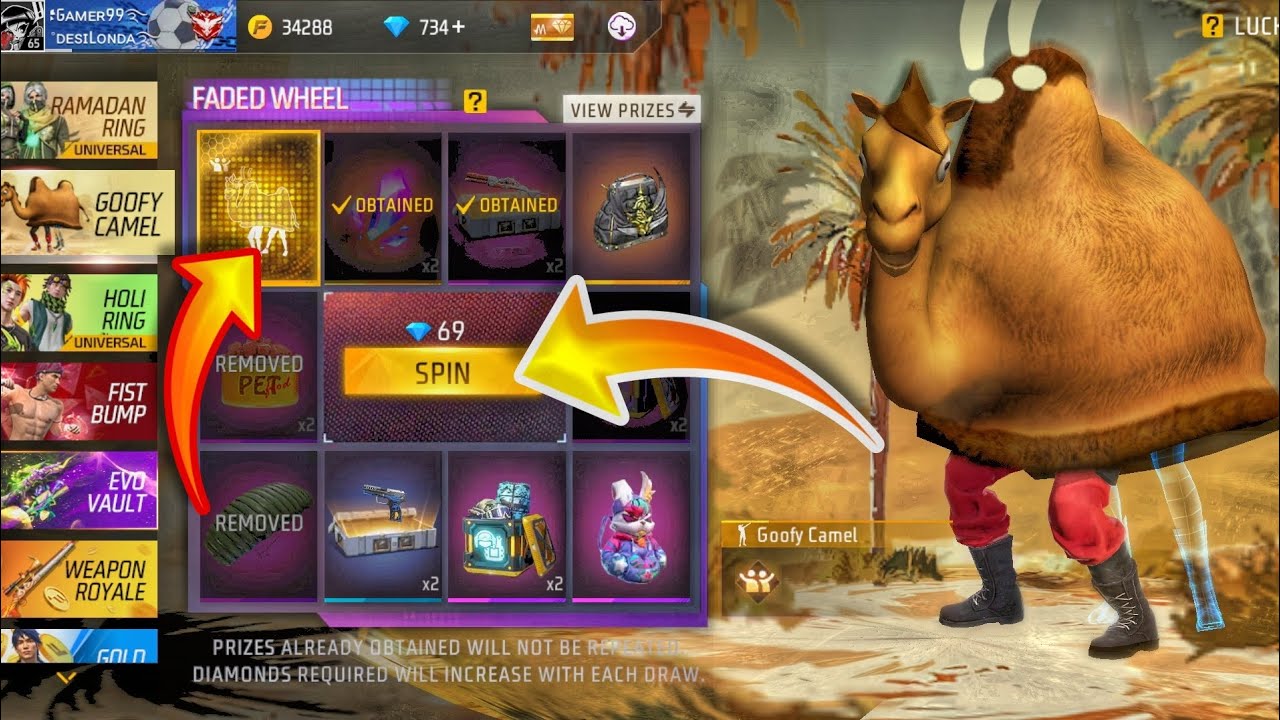 New Goofy Camel Duo Emote 1 Spin Trick 😍 - Faded Wheel Emote Mein kitna ...
