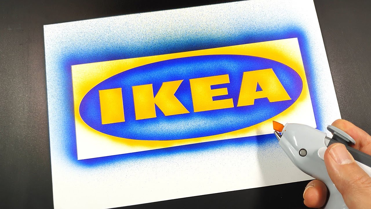 How to draw IKEA logo with a stencil | Logo art | Stencil art - YouTube