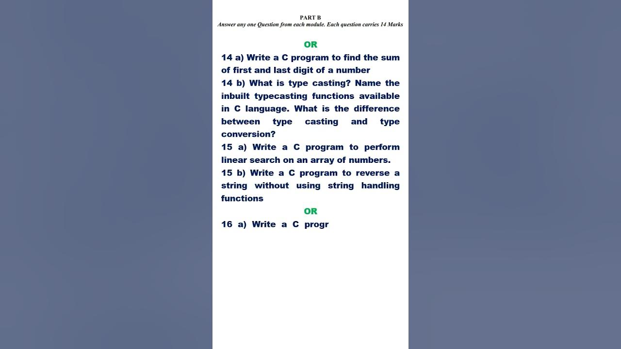 Est 102 Programming In C Ktu Previous University Exam Question Paper July 2021 Youtube