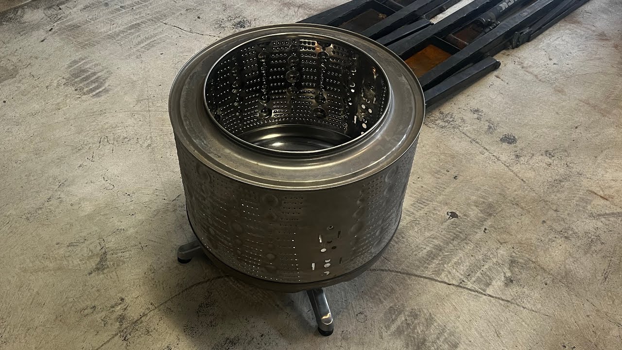 Washing machine drum turned into a Fire Pit. - YouTube