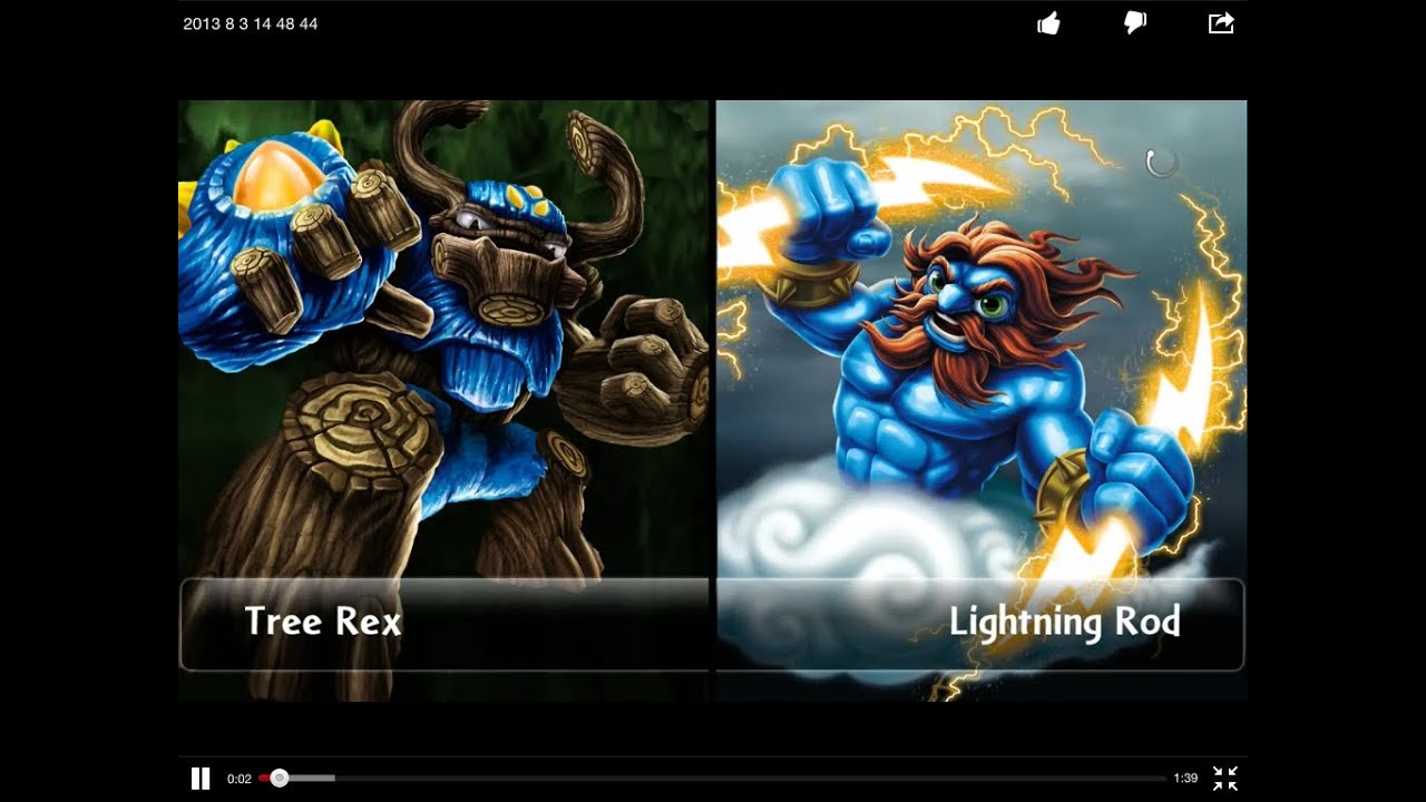 SKYLANDERS GIANTS GNARLY TREE REX VS LIGHTNING ROD - YouTube