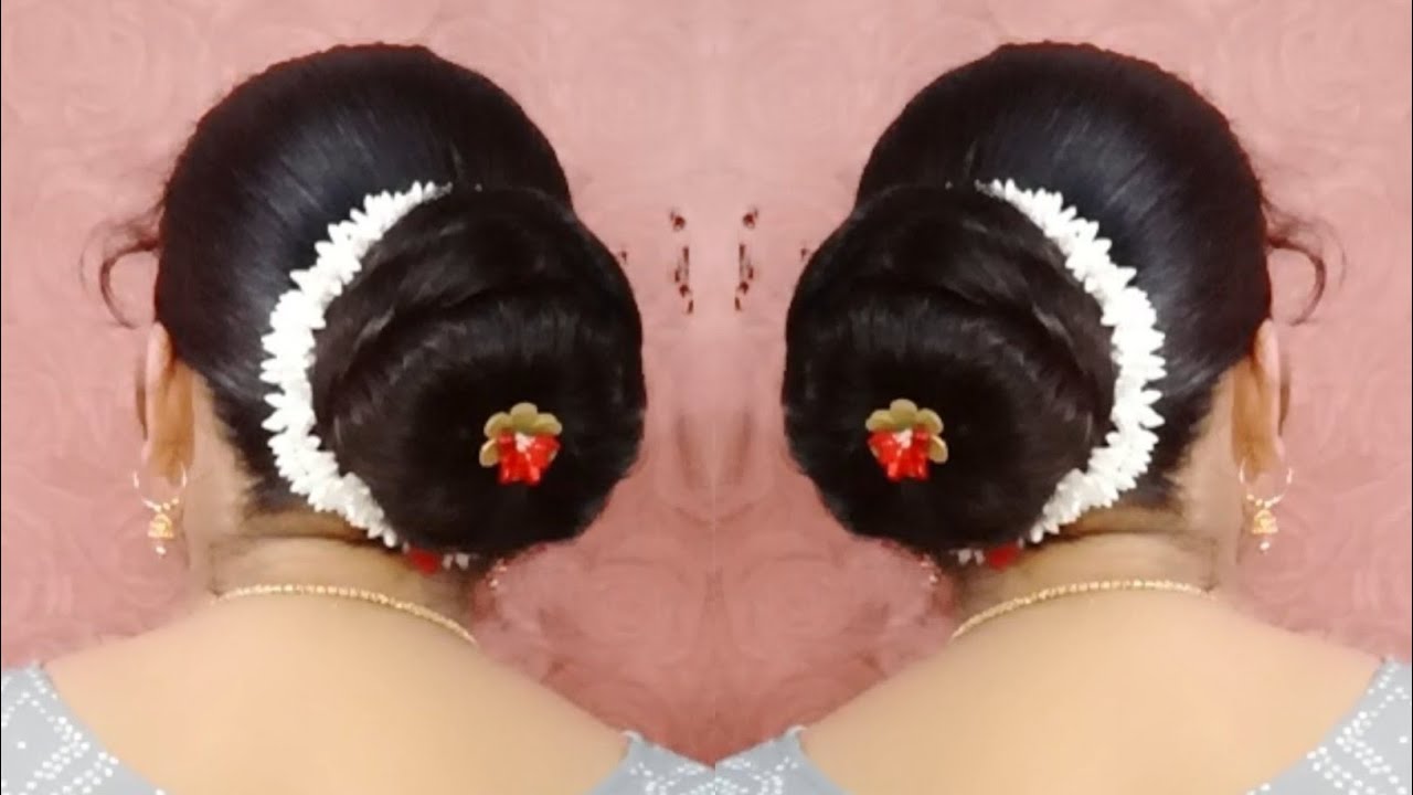 Only Rubber Band ! Stylish Juda Hairstyle For Wedding ! easy bun ...