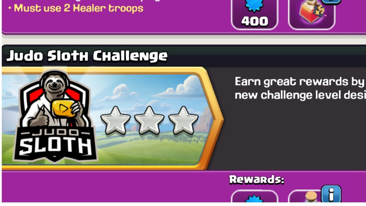 New challenge from supercell judo sloth challenge easy 3 star. @Sumit ...