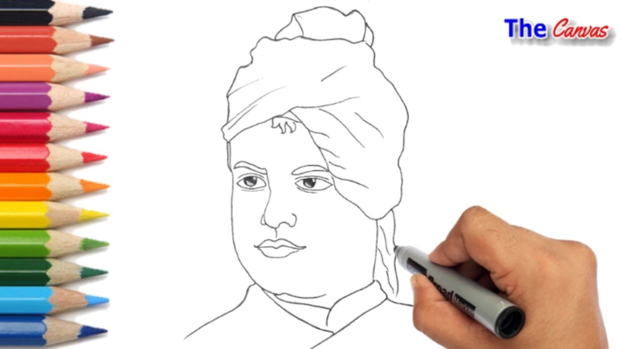 swami vivekananada Drawing || How to draw swami vivekananda step by ...