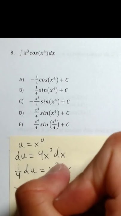 Trigonometric Integrals | AP Calculus AB Review (2003 MCQ #8) #shorts # ...