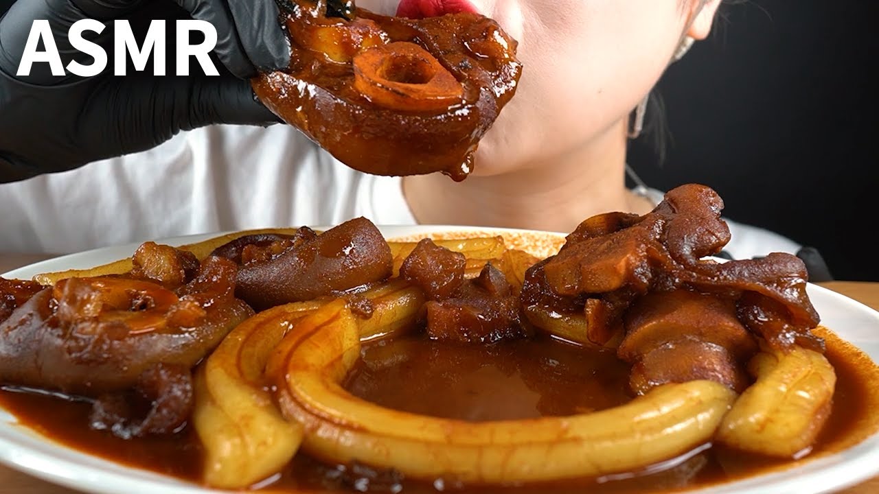 SUB)매운 우족찜에 분모자까지!🔥쫄깃쫄깃한 ASMR 먹방 / Spicy Braised Beef Feet Mukbang ...