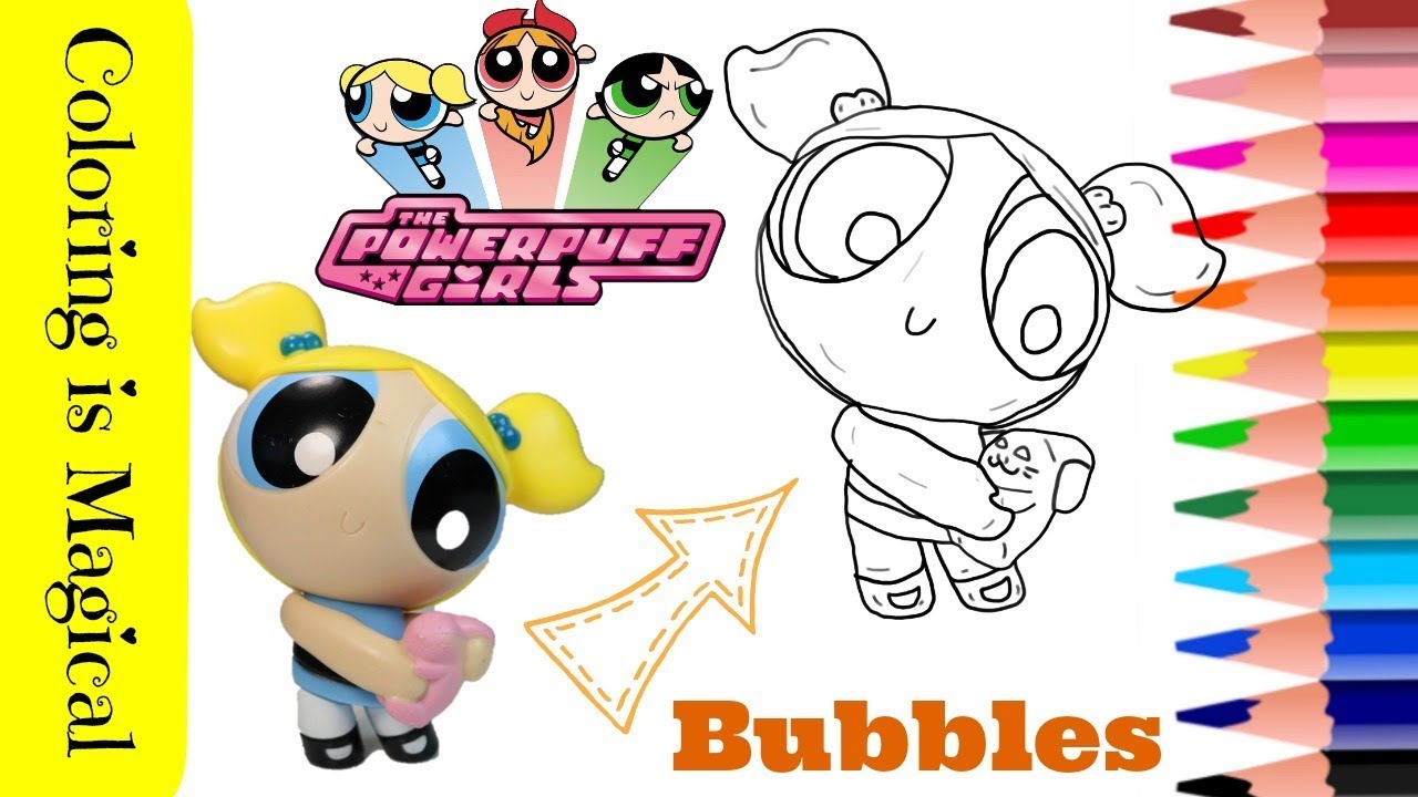 Bubbles PowerPuff Girls COLORING PAGE Action Figure Yellow Hair Blossom ...