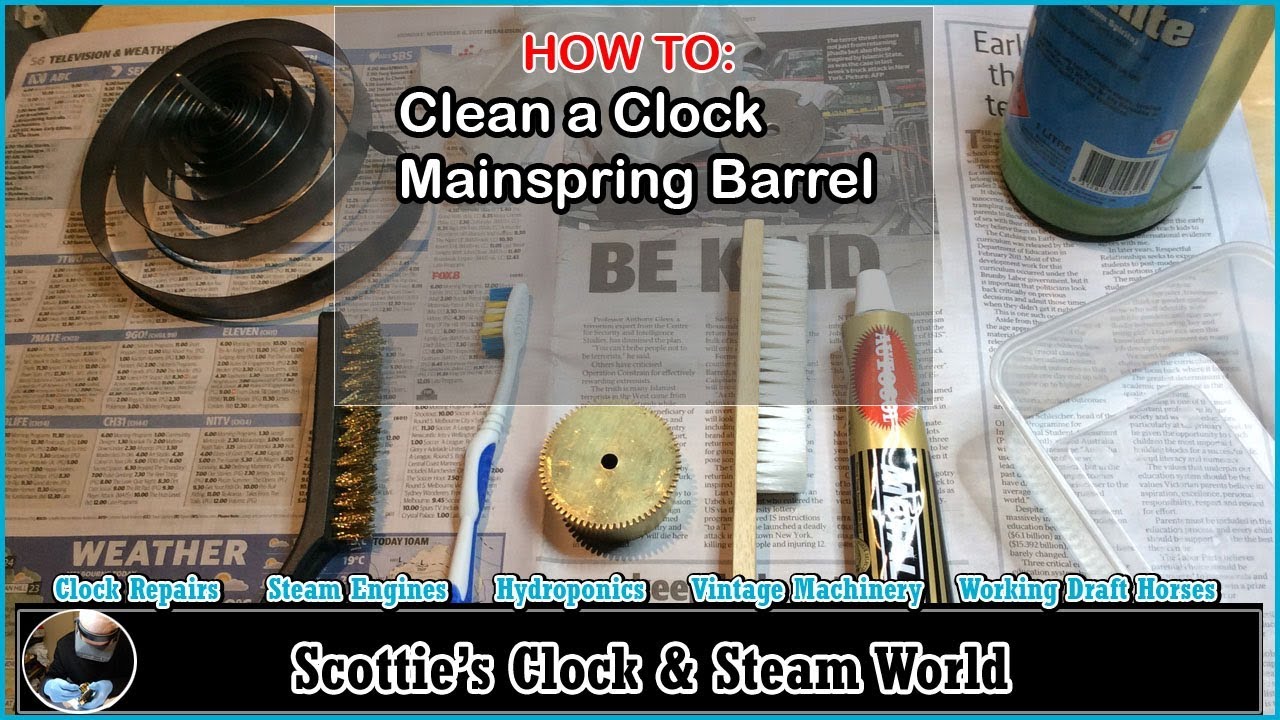 Cleaning and polishing an old clock spring barrel #americanclockrepairs ...
