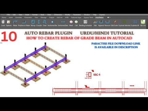 How to create rebar of beam in autocad - YouTube