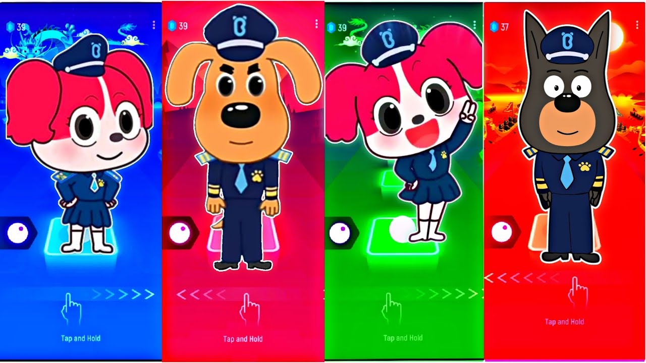 Sheriff Papillon 🆚Police Officer 🆚 Sheriff Labrador 🎶 Tiles Hop EDM ...