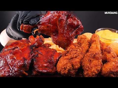 ASMR MUKBANG | Spicy BBQ Chicken & Crispy Hot Fried Chicken Eating 먹방